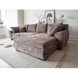 Ecksofa Home Affaire "Cara Mia L-Form, B: 325 cm - OTTO. Verl&auml;ssliche Qualit&auml;t.", taupe, B:325cm H:87cm T:183cm, Luxus-Microfaser Vintageoptik (100% Polyester);Microfaser Antiklederoptik (100% Polyester), Sofas, Ecksofa, 4 Zierkissen, optional Bettfunktion & Bettkasten, Topseller