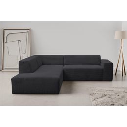 Ecksofa WERK2 "Zeus-M, B/T: 251/262 cm, tolles Sofa mit sch&ouml;nen Details, L-Form", grau (anthrazit), B:251cm H:70cm T:262cm, 90% Polyester, 10% Nylon, Sofas, Ecksofa, Curvy Trend Garnitur, urbane Optik, komfortable Wellenunterfederung
