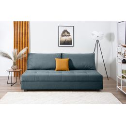Schlafsofa Collection AB "Daria, B: 194 cm, Liegel. 147x194 cm", blau (petrol), B:194cm H:41cm T:90cm, 100%Polyester, Sofas, Schlafsofa, Bettfunktion, Bettkasten & 1 Zierkissen, Federkern