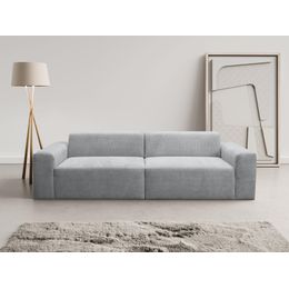 Sofa WERK2 "Zeus 3-Sitzer, B/T: 256/105 cm, Big-Sofa, modern & bequem", grau, B:256cm H:70cm T:105cm, 100% Polyester, Sofas, 2-Sitzer-Sofa, Curvy Trend 3-Sitzer mit urbaner Optik