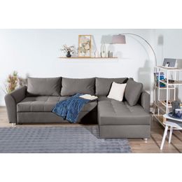 Ecksofa Collection AB "Jana XL L-Form, B: 250 cm", grau (anthrazit), B:250cm H:42cm T:161cm, 100%Polyester, Sofas, Ecksofa, Bettfunktion, Bettkasten & 1 Zierkissen, Federkern
