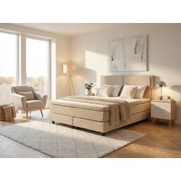 Boxspringbett OTTO HOME "VIVIANNE in den Breiten 140 & 180cm erh&auml;ltlich, inkl. 7cm Luxus-Topper", beige, B:194cm L:210cm, Komplettbetten, Boxspringbett, erh&auml;ltlich in den Farben anthrazit und beige
