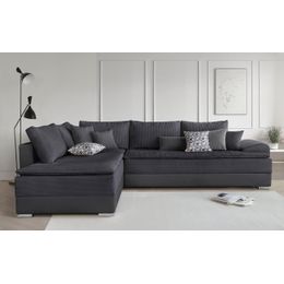 Ecksofa Home Affaire "Night & Day L-Form, B: 324 cm, Dauer-Schlaffunktion und Armlehne", schwarz, B:324cm H:95cm T:218cm, Struktur ( 100% Polyester);Luxus-Microfaser (100% Polyester), Sofas, Ecksofa, Bettfunktion & Bettkasten, Boxspringbett 180x200 cm