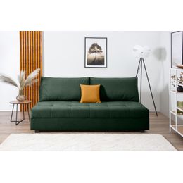 Schlafsofa Collection AB "Daria, B: 194 cm, Liegel. 147x194 cm", gr&uuml;n (dunkelgr&uuml;n), B:194cm H:41cm T:90cm, 100%Polyester, Sofas, Schlafsofa, Bettfunktion, Bettkasten & 1 Zierkissen, Federkern