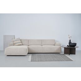 Ecksofa Home Affaire "Linkka, Breite 301 cm", beige (natural), B:301cm H:75cm T:163cm, 90% PES, 10% Nylon, Sofas, Ecksofa, L-Form, in einem weichen Chenille-Stoff, mit Wellenunterfederung