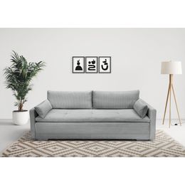 Schlafsofa Home Affaire "Andrea, B: 218 cm, Liegel. 158x198 cm", grau (hellgrau), B:218cm T:96cm, 100%Polyester, Sofas, Schlafsofa, Bettfunktion & Bettkasten, Dauerschlafsofa mit Boxspring
