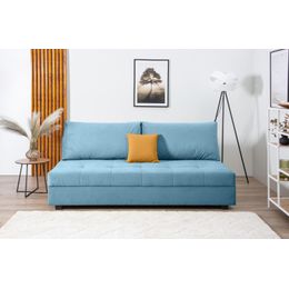 Schlafsofa Collection AB "Daria, B: 194 cm, Liegel. 147x194 cm", blau, B:194cm H:41cm T:90cm, 100%Polyester, Sofas, Schlafsofa, Bettfunktion, Bettkasten & 1 Zierkissen, Federkern