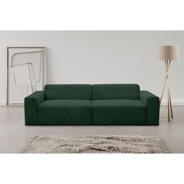 Sofa WERK2 "Zeus 3-Sitzer, B/T: 256/105 cm, Big-Sofa, modern & bequem", gr&uuml;n (moosgr&uuml;n), B:256cm H:70cm T:105cm, 90% Polyester, 10% Nylon, Sofas, 2-Sitzer-Sofa, Curvy Trend 3-Sitzer mit urbaner Optik