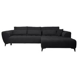 Ecksofa WERK2 "Garay, XXL-Liegefl&auml;che: elektrisch ausziehbar auf ca. 228&times;126 cm", schwarz, B:287cm H:64cm T:220cm, 100% Polyester, Sofas, Ecksofa, Luxus in &Uuml;bergr&ouml;&szlig;e: XXL-Liegefl&auml;che, Komfort-Ottomane & stilvolle F&uuml;&szlig;e