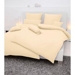 Bettw&auml;sche Janine "PIANO 0125 31, Seersucker 100% Baumwolle, uni, b&uuml;gelfrei", beige (creme), B/L: 155cm x 220cm, 1 Stk., 1 Stk., Soft-Seersucker, B/L: 80cm x 80cm, 2 Stk., Soft-Seersucker, Obermaterial: 100% Baumwolle, Bettw&auml;sche, Bettw&auml;sche, Markenrei&szlig;verschluss, feinf&auml;dige Qualit&auml;t, gek&auml;mmte Mako-Garne