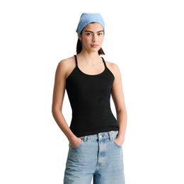 Marc O'Polo T-Shirt MARC O'POLO DENIM "aus Rippjersey", Damen, Gr. L, schwarz, Obermaterial: 96% Baumwolle, 4% Elasthan, unifarben, slim fit, Rundhals, Shirts T-Shirt