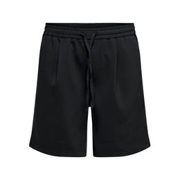 Only & Sons Shorts ONLY & SONS "ONSWILL 0292 LOOSE STRING SHORTS NOOS", Herren, Gr. L, N-Gr, schwarz, Web, Obermaterial: 75% Polyester, 21% Viskose, 4% Elasthan, unifarben, loose fit knielang, Hosen Shorts