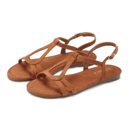 Sandale Vivance "Sandalette, offener Schuh, Sommerschuh", Damen, Gr. 36, camelfarben, Obermaterial: 100% Textilmaterial. Decksohle: 100% Textilmaterial. Futter: 100% Textilmaterial. Laufsohle: 100% Synthetik, unifarben, Basic, Schuhe Sandale, NEU aus weichem Material VEGAN
