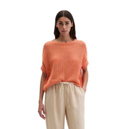 Marc O'Polo Strickpullover MARC O'POLO "aus Organic Cotton-Leinen-Mix", Damen, Gr. S, warm orange, Obermaterial: 90% Baumwolle, 10% Leinen, unifarben, Rundhals, Pullover Strickpullover