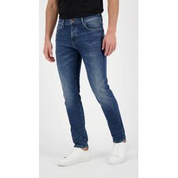 Slim-fit-Jeans Cars Jeans "Jeans Bates", Herren, Gr. 31, L&auml;nge 34, blau (schwarz used), Denim/Jeans, Obermaterial: 83% Baumwolle, 16% Polyester, 1% Elasthan, Abriebeffekte, slim fit kn&ouml;chellang, Jeans Slim-fit-Jeans