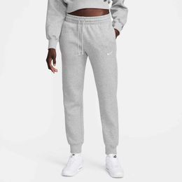 Sporthose Nike Sportswear "W NSW PHNX FLC MR PANT STD", Damen, Gr. L, N-Gr, dk grau heat, Obermaterial: 80% Baumwolle, 20% Polyester, Hosen Sporthose, aus angerautem Fleece, mit Kordelzug