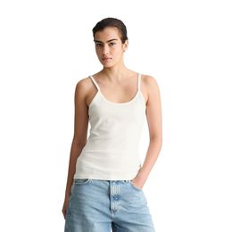 Marc O'Polo T-Shirt MARC O'POLO DENIM "aus Rippjersey", Damen, Gr. L, silky wei&szlig;, Obermaterial: 96% Baumwolle, 4% Elasthan, unifarben, slim fit, Rundhals, Shirts T-Shirt
