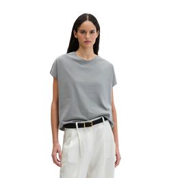 Marc O'Polo T-Shirt MARC O'POLO "aus Material-Mix", Damen, Gr. L, oxide grau, Obermaterial: 100% Baumwolle, unifarben, regular fit, Umschlagbund, Shirts T-Shirt