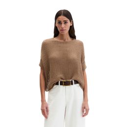 Marc O'Polo Strickpullover MARC O'POLO "aus Organic Cotton-Leinen-Mix", Damen, Gr. S, burnt braun, Obermaterial: 90% Baumwolle, 10% Leinen, unifarben, Rundhals, Pullover Strickpullover