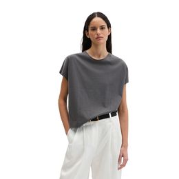 Marc O'Polo T-Shirt MARC O'POLO "aus Material-Mix", Damen, Gr. L, quiet sea, Obermaterial: 100% Baumwolle, unifarben, regular fit, Umschlagbund, Shirts T-Shirt