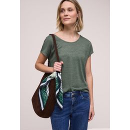 T-Shirt Street One, Damen, Gr. 40, bound gr&uuml;n, Stoff, 80% Polyester, 20% Viskose, unifarben, normal normal, V-Ausschnitt, abgesteppt, Shirts T-Shirt, Jersey