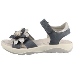 Sandale Lurchi "Flora", M&auml;dchen, Gr. 25, jeansblau, Lederimitat, Glitzer, gl&auml;nzend, festlich, Schuhe Sandale, Sandalette mit Blumenverzierung, Gr&ouml;&szlig;enschablone zum Download