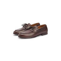 Bootsschuh Tommy Hilfiger "FLEXIBLE SLIM LEATHER BOAT SHOE", Damen, Gr. 41, dunkelbraun, Nappaleder, unifarben, Schuhe Bootsschuh, Schn&uuml;rschuh, Halbschuh mit Mokassinnaht
