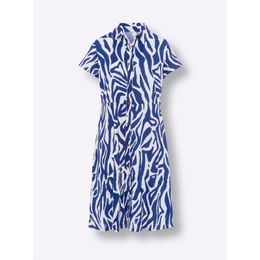 WITT Damen Sommerkleid im Animal-Dessin, royalblau-wei&szlig;-bedruckt, Gr&ouml;&szlig;e 44