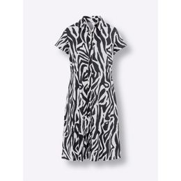 WITT Damen Sommerkleid im Animal-Dessin, schwarz-wei&szlig;-bedruckt, Gr&ouml;&szlig;e 40