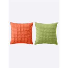 HEINE HOME Witt Tagesdecke, terra+gr&uuml;n, Gr&ouml;&szlig;e 40x40 cm - 2 Kissenbez&uuml;ge