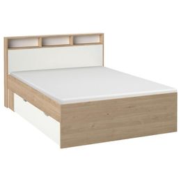 P & B Stauraumbett, Wei&szlig;, Eiche, Holzwerkstoff, Holzoptik, 2 Schublade(n) Schubladen, 140x200 cm, mit Schubk&auml;sten, f&uuml;r Lattenrost geeignet, Schlafzimmer, Betten, Stauraumbetten