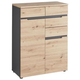 Voleo Kommode, Graphit, Eiche Artisan, Holzwerkstoff, 4 F&auml;cher, 2 Schublade(n) Schubladen, 80x107x38 cm, Beim&ouml;bel erh&auml;ltlich, Wohnzimmer, Kommoden & Sideboards, Kommoden