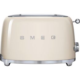 Smeg Toaster 50&acute;s Style, Creme, Chrom, Metall, 31x19.8x19.5 cm, Kr&uuml;melschublade, Auftaufunktion, Aufw&auml;rmfunktion, Schnellstoppfunktion, automatischer Auswurf nach R&ouml;stende, automatische Zentrierung der Toastscheibe, Bagel-Funktion, K&uuml;chenger&auml;te, Toaster