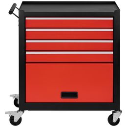 Werkstattwagen Tc-174001, Rot, Schwarz, Metall, Kunststoff, 33x74.5x61.6 cm, RoHS, Freizeit, Heimwerken, Werkzeugaufbewahrung