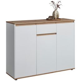 CARRYHOME Sideboard, Wei&szlig;, Eiche Artisan, Holzwerkstoff, 5 F&auml;cher, 1 Schublade(n) Schubladen, 120x93x38 cm, Beim&ouml;bel erh&auml;ltlich, stehend, Wohnzimmer, Kommoden & Sideboards, Sideboards