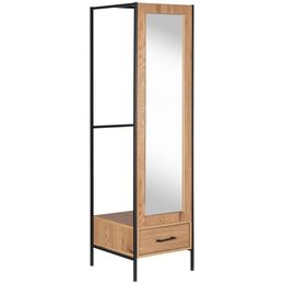 Mid.you Garderobenschrank, Natur, Schwarz, Metall, 1 Schublade(n) Schubladen, 44.5x165x50 cm, Garderobe, Garderobenschr&auml;nke, Garderobenschr&auml;nke