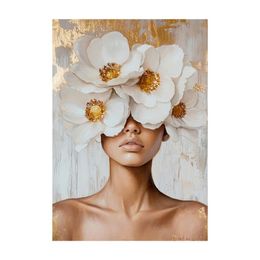 Leinwandbild, Mehrfarbig, Holz, Textil, Blumen, Frauen, rechteckig, 70x100 cm, Fsc, Made in EU, einfache und schnelle Anbringung, Bilder und Zubeh&ouml;r, Wandbilder, Leinwandbilder