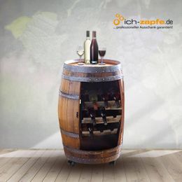 ich-zapfe Barschrank, Weinfass bar, Barrel bar - Handgefertigter, f&uuml;r 12 Weinflaschen, aus Barrique-Weinfass 225 Liter