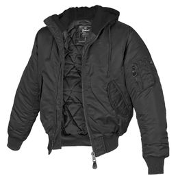 Brandit MA-1 Jacke Sweat Hooded schwarz, Gr&ouml;&szlig;e L