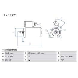 Bosch Starter 0986022870 f&uuml;r Porsche