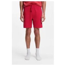 Pyjamashorts BOSS "Waffle Shorts", Damen, Gr. XXL, N-Gr, medium rot 610, Jersey, Obermaterial: 60% Baumwolle, 40% Polyester, lang, Hosen