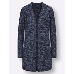 WITT Damen Strickjacke in Longform, meliert, marine-meliert, Gr&ouml;&szlig;e 52