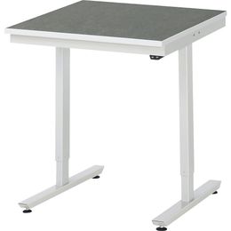 Rau Arbeitstisch, elektrisch h&ouml;henverstellbar - Tragkraft 150 kg, Linoleumbelag, H&ouml;he 720 - 1120 mm, BxT 750 x 800 mm