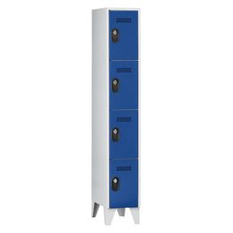 Wolf 4er-Schlie&szlig;fachschrank K&ouml;ln, 1 Abteil, lichtgrau / enzianblau, 300 mm