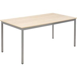 eurokraft basic Mehrzwecktisch, rechteckig, BxH 1400 x 740 mm, Tiefe 800 mm, Platte Ahorn-Dekor, Gestell wei&szlig;aluminium