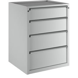 ANKE Schubladenschrank, BxT 760 x 675 mm, Schubladentraglast 200 kg, 4 Schubladen, H&ouml;he 980 mm, Front lichtgrau