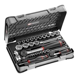 Facom Steckschl&uuml;sselsortiment 1/4 Zoll - 1/2 Zoll, 6-Kant, metrisch - 30 Teile - R.161B - S.161B (RS.161-1PB)