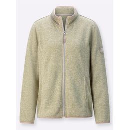 WITT Damen Strickfleece-Jacke mit Nahttaschen, schilf-meliert, Gr&ouml;&szlig;e 38