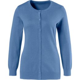 Damen Strickjacke aus reiner Baumwolle blau, Gr&ouml;&szlig;e 54