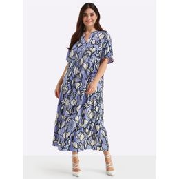 sheego Gro&szlig;e Gr&ouml;&szlig;en A-Linien-Kleid mit Volants, flieder-ecru-bedruckt, Gr&ouml;&szlig;e 44 - Damen